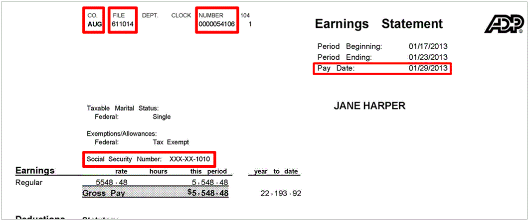 This Is An Example Of Payroll Statement That Does Not Have A PCS CO 